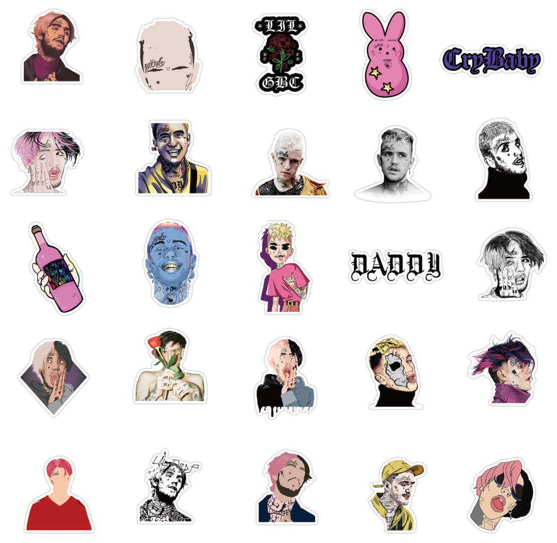 50pcs Lil Peep Rapper Singer Stickers Decal Vinyl Book Laptop iPhone ...