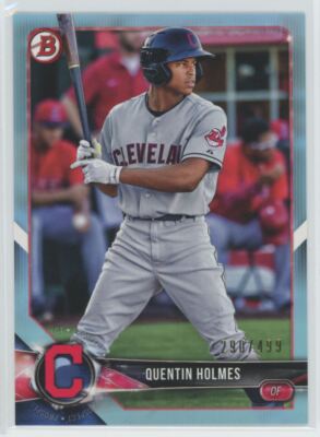 2018 Bowman Prospects Sky Blue Quentin Holmes 290/499 Cleveland Indians ...