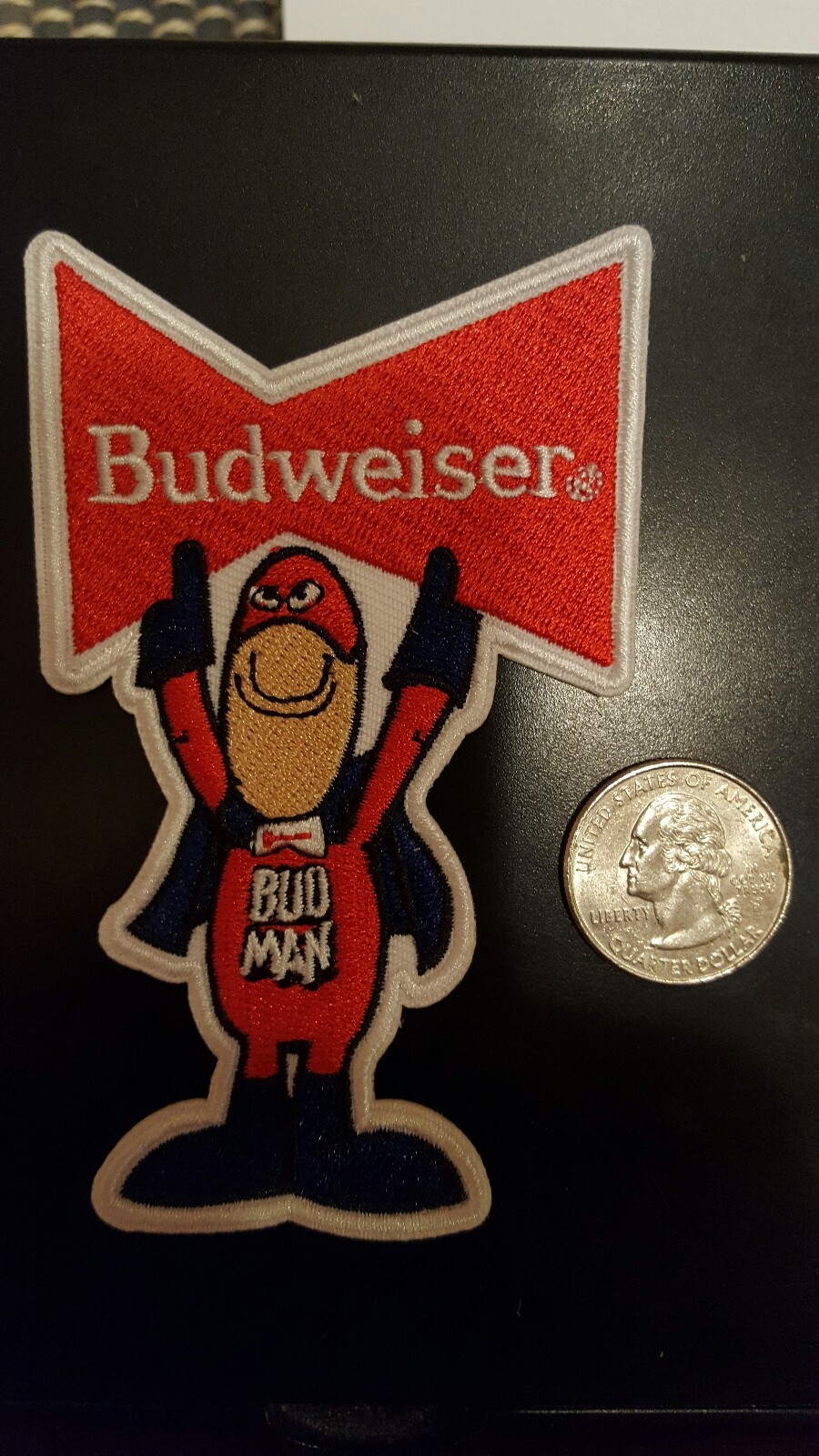 BUDWEISER BUD MAN EMBROIDERED IRON ON PATCH 4 X 2.5" NICE | eBay