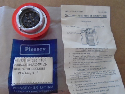 1 EA NOS PLESSEY UK 12 PIN CONNECTOR PLUG -OEM PACKAGING P/N: CZ49126 ...
