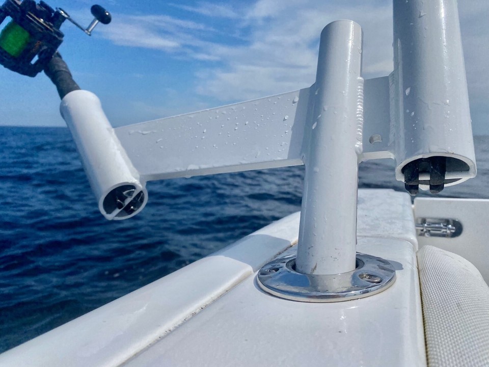 Dual Fishing Pole 2 Rod Spreader Outrigger Boat Trolling Dredge Teaser ...