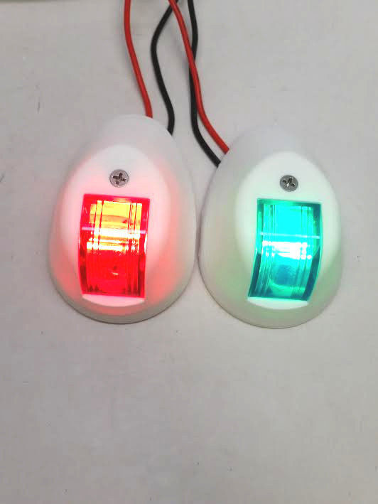 MARINE BOAT PAIR OF GREEN RED NAVIGATION SIDE LIGHT WHITE NYLON HOUSING ...