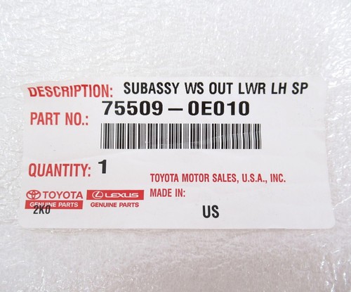 Genuine OEM Toyota 75509-0E010 LH Windshield Side Molding 2014-2019 ...