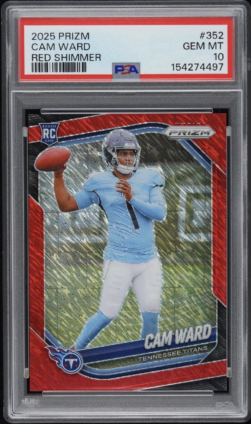 2025 Panini Prizm - Rookies Cam Ward #352 Red Shimmer Prizm /49 (RC ...