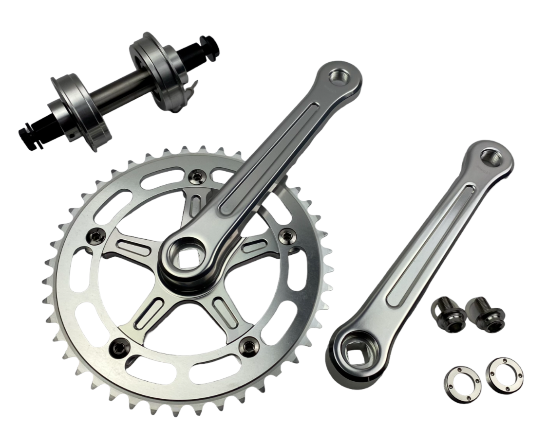 ProBMX BMX 3 Piece Aluminium Crank Set Silver American Sealed Bottom ...