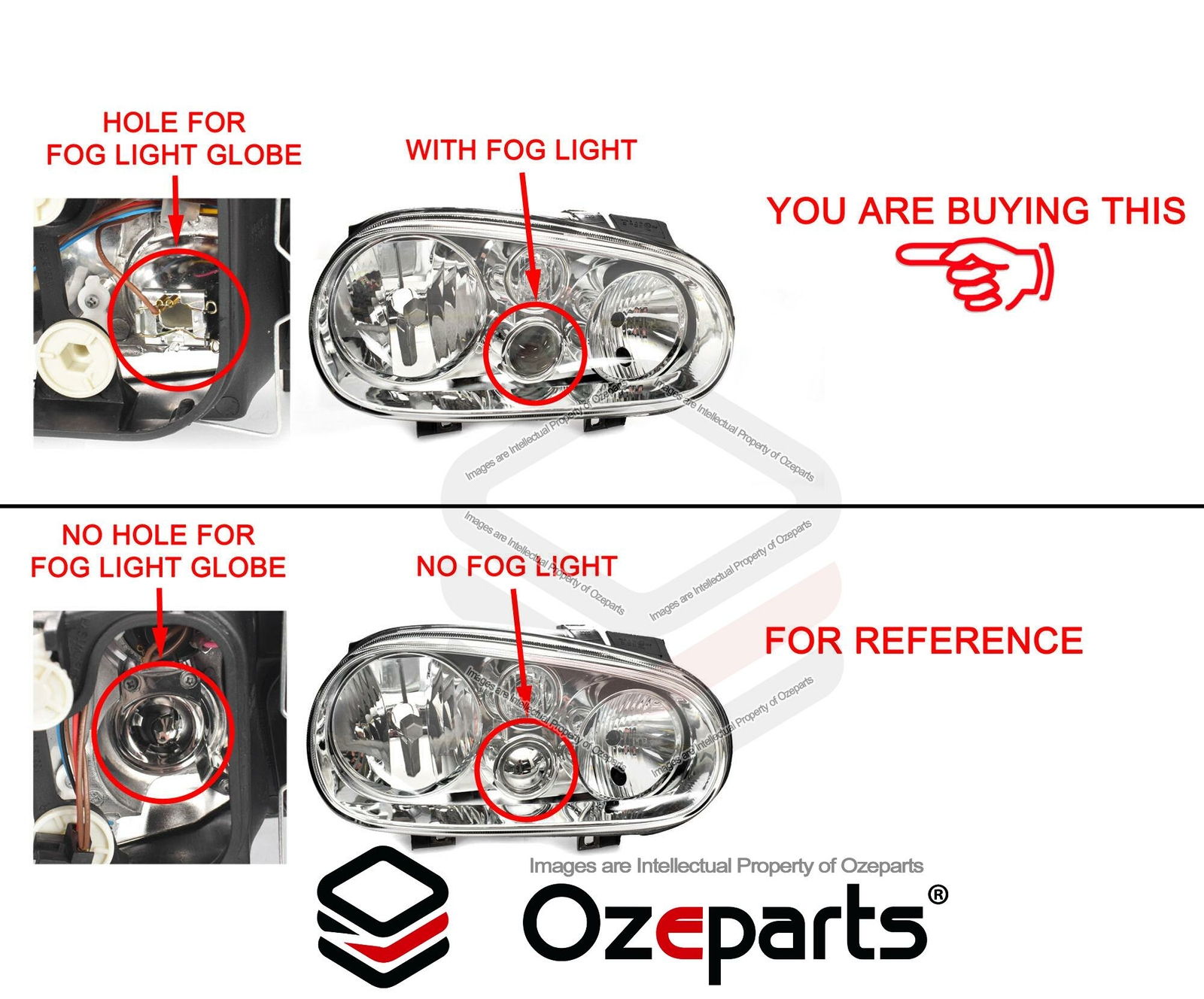 LH LHS Left Hand Head Light Lamp (10 Pins) For VW VolksWagen Golf Mk4 ...