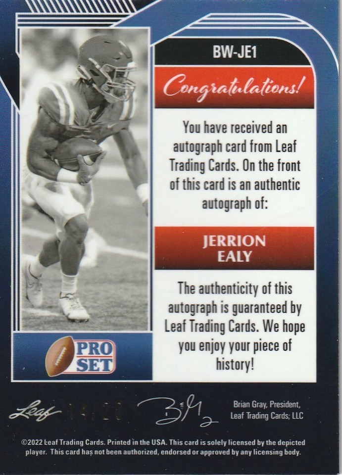 JERRION EALY 2022 PRO SET METAL BLACK & WHITE CRYSTAL PURPLE AUTOGRAPH ...