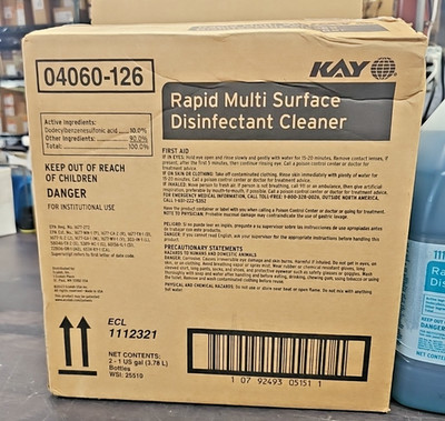 Ecolab Kay Rapid Multi Surface Disinfectant Cleaner 1112321 (2 x 1 ...