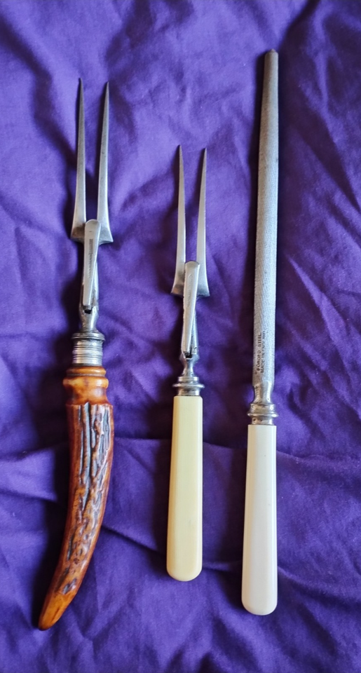 Antique Victorian Meat Carving Fork With Antler/Horn Handle | eBay UK