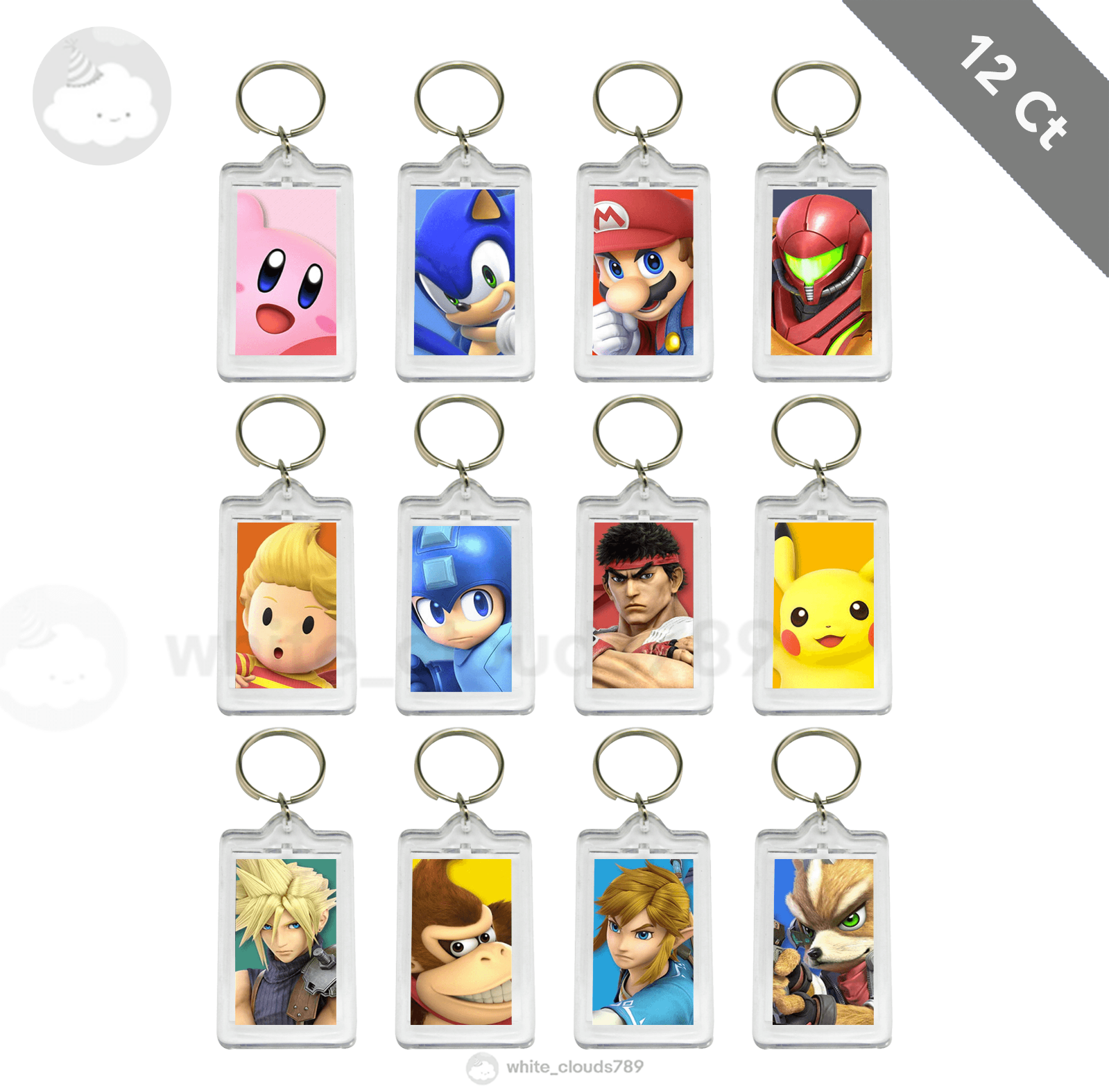 12 Super Smash Bros Keychains for Kids Birthday Party Favor Gifts ...
