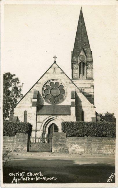REAL PHOTOGRAPHIC POSTCARD OF CHRIST CHURCH, APPLETON-LE-MOORS, NORTH ...