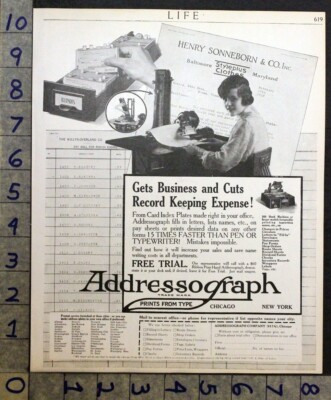 1919 ADDRESSOGRAPH LABEL MACHINE PRINTER OFFICE SONNEBORN BALTIMORE AD ...