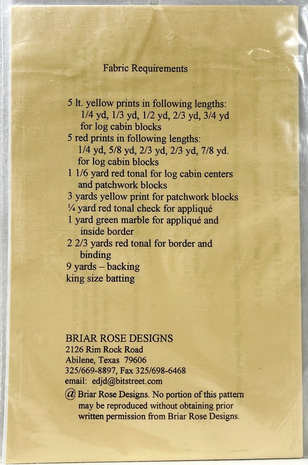 NEW 1990s Briar Rose Designs Sewing Pattern BRD1204 Cabins In Bloom ...