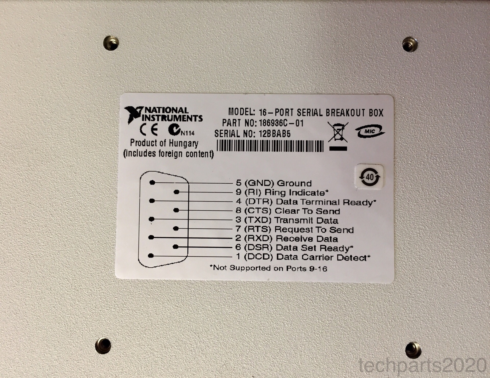 NI National Instruments RS232 DB-9 16-port Serial Breakout Box, Module ...