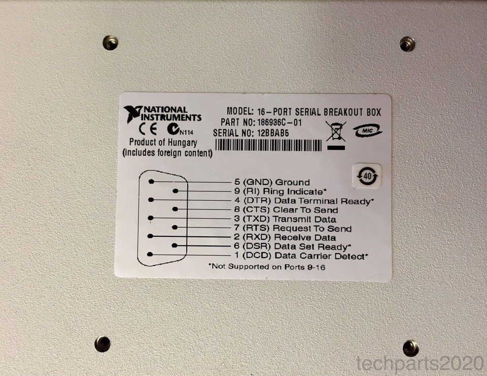 NI National Instruments RS232 DB-9 16-port Serial Breakout Box, Module ...