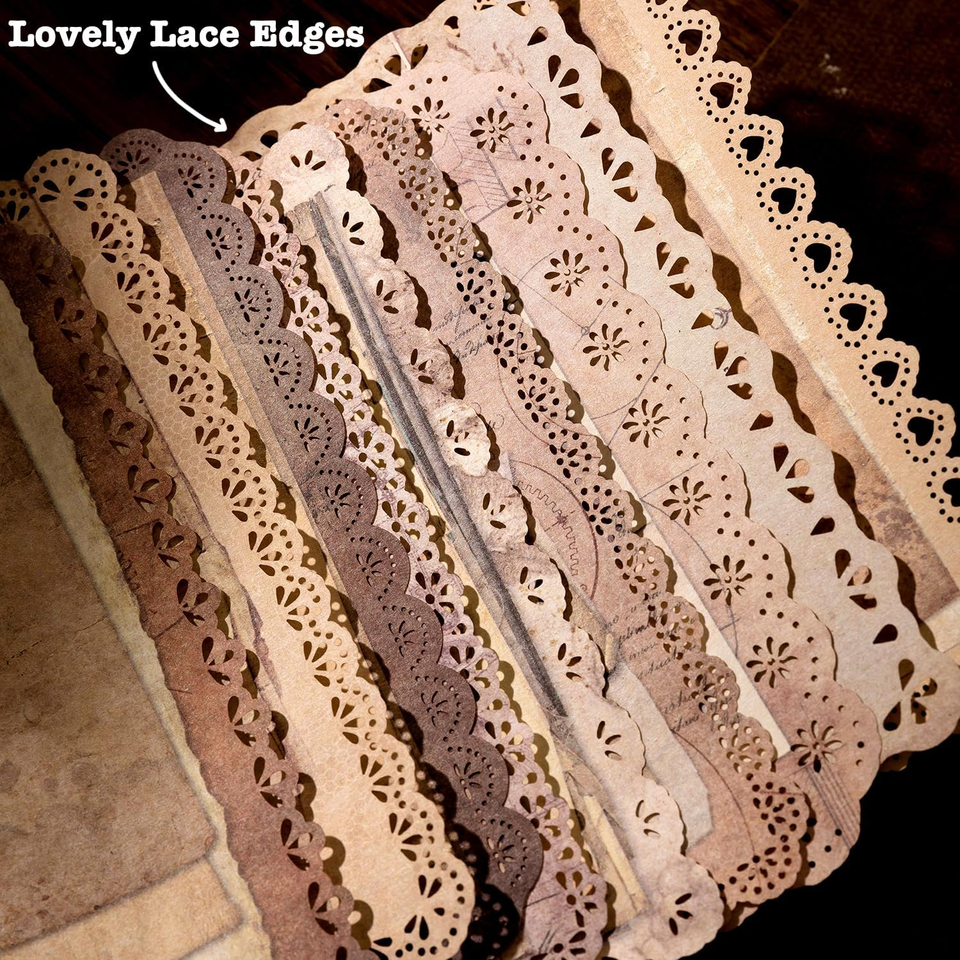 60 Sheets Lace Edged Scrapbook Stationery Paper Assorted Set - 6 Pack ...