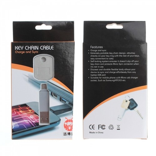 Short Key Style 3" Micro USB Data Sync and Charger Cable Keychain ...