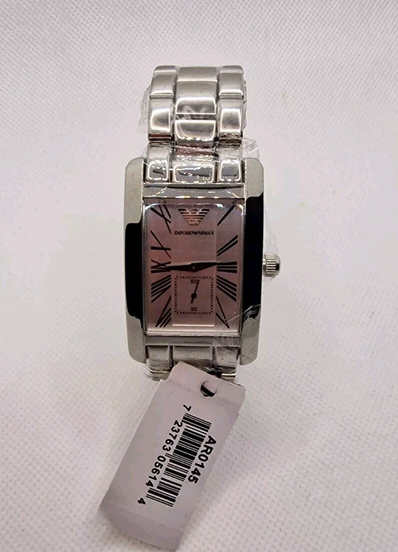 Emporio Armani Classic 30mm Silver-Tone Sapphire Crystal Case with ...