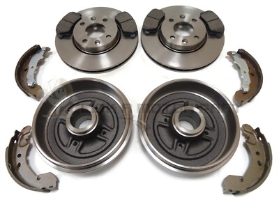REAR 2 BRAKE DRUMS AND SHOES & FRONT 2 DISCS & PADS FOR NISSAN NOTE ...