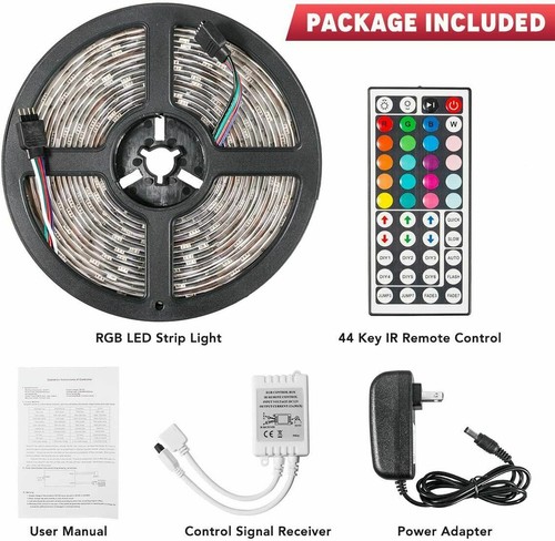 Led Strip Lighting 5M 16.4 Ft 5050 RGB 150 LEDs Flexible Color Changing ...