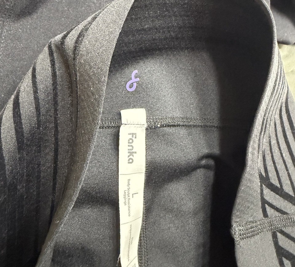 Fanka Black Graphic Reversible Logo Leggings Women's Sz L 26" Inseam | eBay