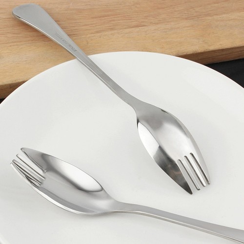Dual Purpose Fork and Spoon Dessert Server Work Travel Stainless Steel ...