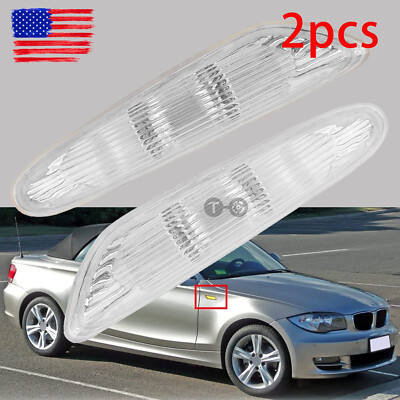2pcs Dynamic LED Side Marker Signal Light Clear For BMW E90 E91 E92 E60 ...