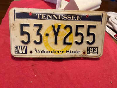 Vintage Tennessee License Plate "Volunteer State" 1983 Sticker 53 Y255 ...