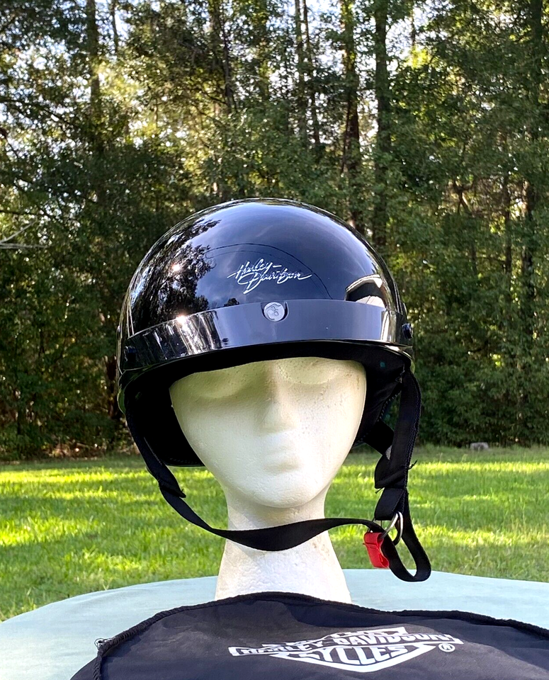 Harley Davidson HD-2 Half Shell Black Flames Helmet Size Small OEM w ...