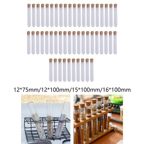 50Pcs Test Tubes with Cork Stoppers Sample Storage Organizer for ...