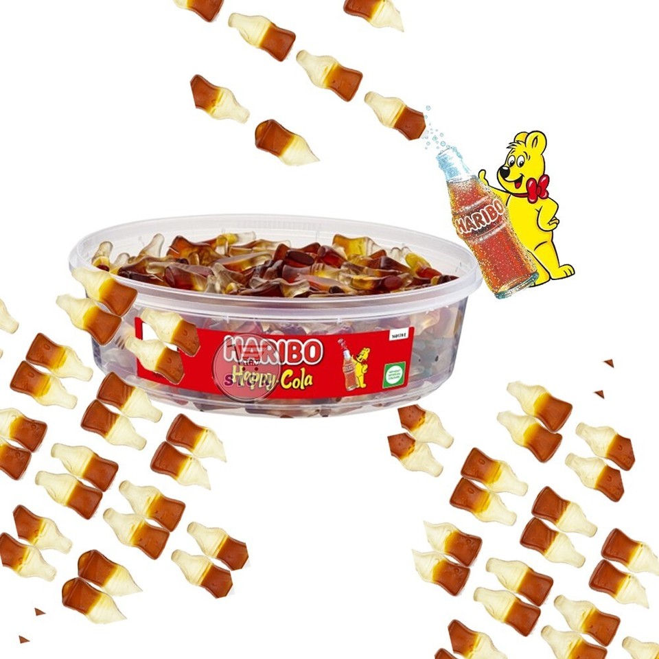 Haribo HAPPY COLA BOTTLES Tub Gummy Sweets Jelly - 492g Perfect for ...
