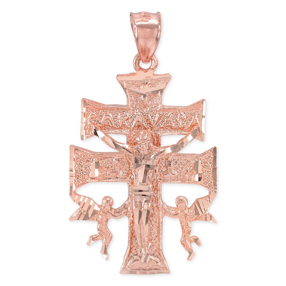 Gold Caravaca Crucifix Double Cross with Angels Crucifix Pendant | eBay