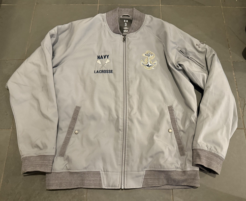 RARE NAVY NAVAL ACADEMY MIDSHIPMEN Lacrosse Jacket XL under armour GREY ...