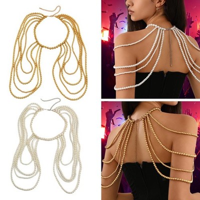 Shoulder Body Chain Beaded Shoulder Chain Dress Accessories Fashion ...