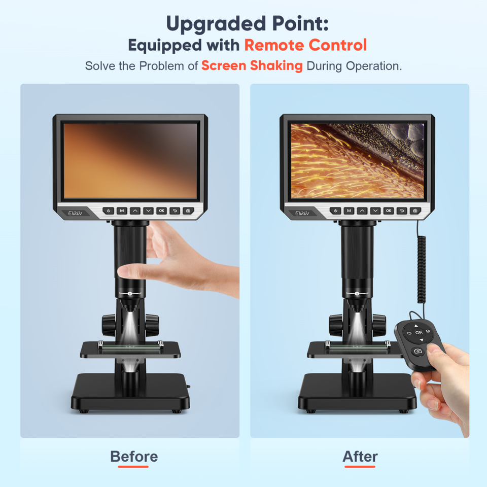 Elikliv 7'' LCD Digital Microscop 2000X Biological Microscope & Remote ...