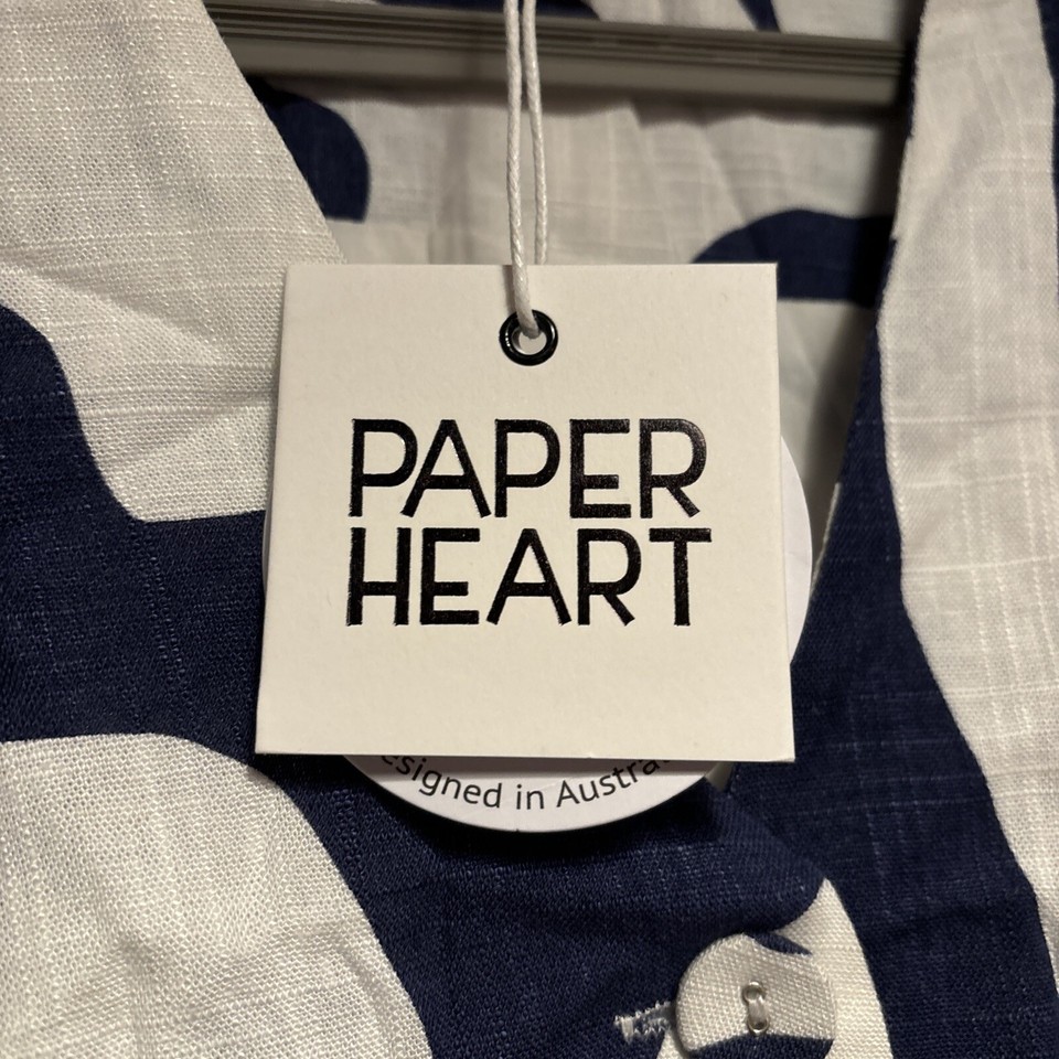 Paper Heart Linen Blend Lisbon Vest Button Geometric Print New 12/US10 ...