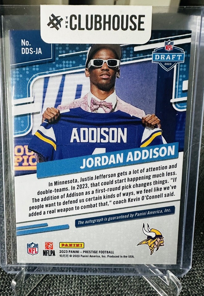 Jordan Addison RC 2023 Prestige Draft Day Signings On Card Rookie Auto ...