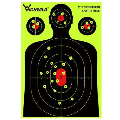 Highwild Silhouette Splatter Paper Target-Splash Effect of Neon Yellow ...