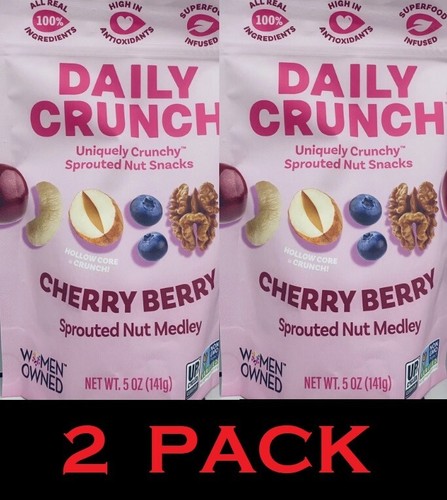 2x Daily Crunch CHERRY BERRY SPROUTED NUT MEDLEY 5 oz Resealable Bag ...