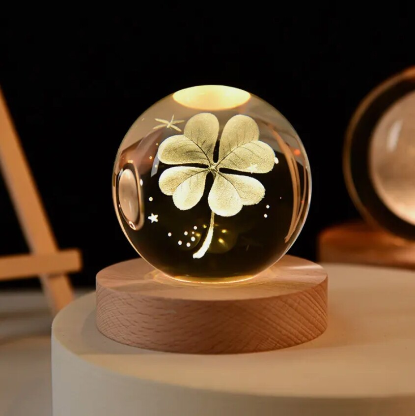 3D Crystal Galaxy Moon Planet Ball with Base Table Lamp USB LED Night ...