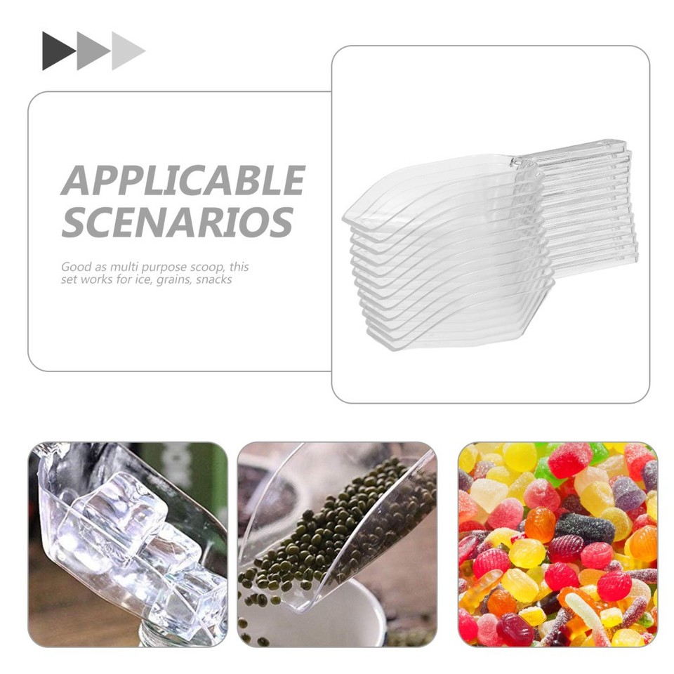 12 Pcs Mini Ice Shovel Food Container Scoopers Clear Plastic Scoops ...