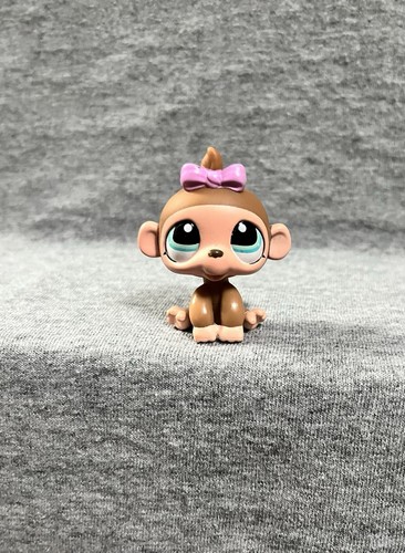 LITTLEST PET SHOP # 1161 TAN BROWN MONKEY W/ PINK BOW TOYS R US ...