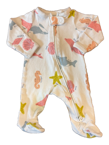 Carters Baby Girl Preemie Sleeper Outfit Romper Sea Animals Zipper ...
