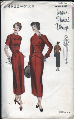 UNCUT 1948 VOGUE SPECIAL DESIGN Sewing Pattern - DRESS & JACKET - Bust ...