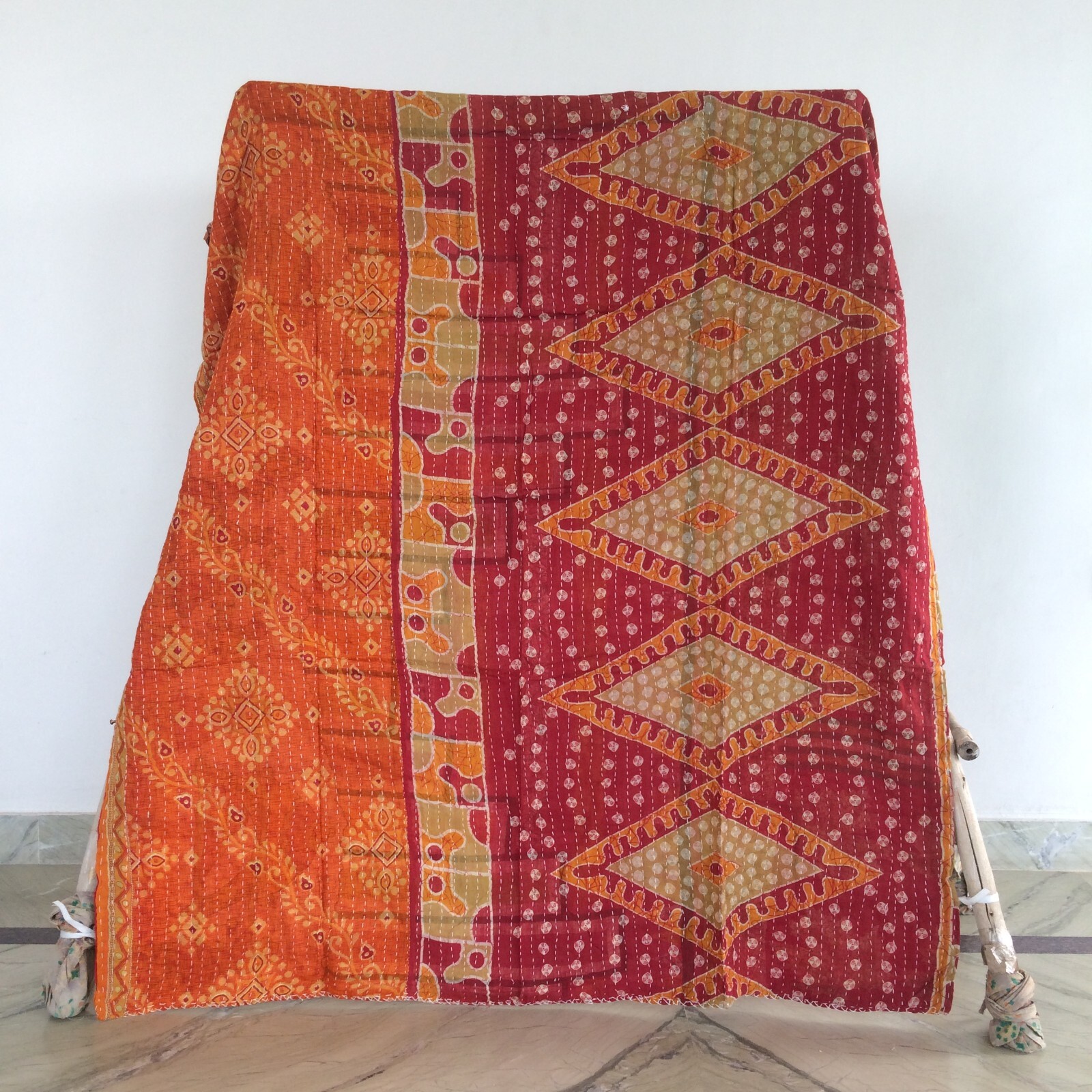 Vintage Kantha Throw Quilt Handmade Indian Ralli Gudri Blanket ...