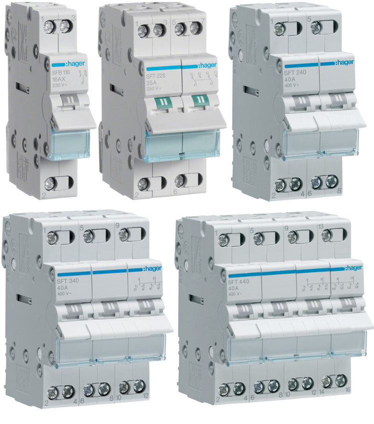 Wahlschalter 1-4 Polig 25A 40A Reiheneinbau Gruppenschalter SFT440 ...