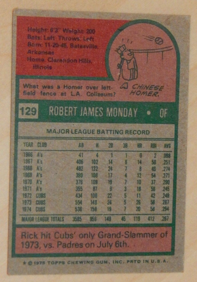 1975 Topps Chicago Cubs Baseball Cards - Set of 10 - Excellent ...