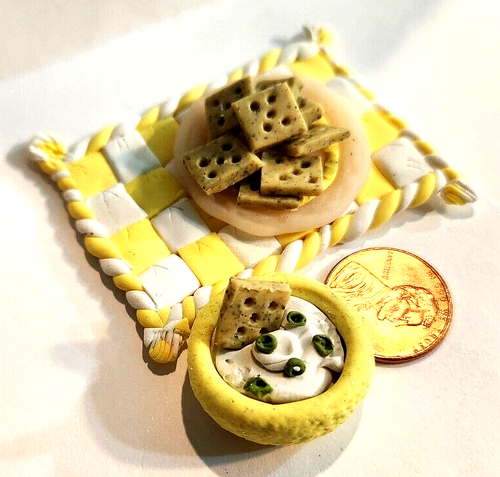 11 pcs. Clay Crackers, Sour Cream & Onion Dip, Plate, Mat (Dollhouse ...