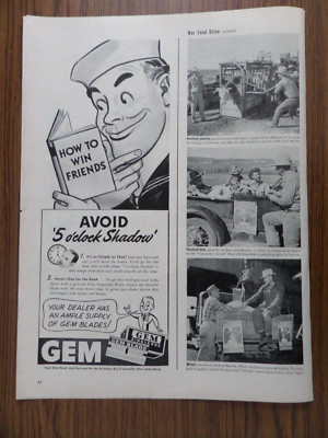 1943 Gem Razor Shaving Ad How to Win Friends Avoid '5 o'clock Shadow | eBay