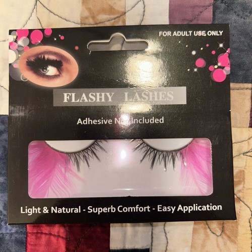 Flashy Lashes Long Black Silver Pink Feather Halloween Costume Eyelashes | eBay